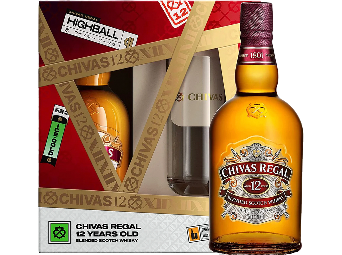 Chivas Regal 12 Year Old Blended Scotch Whisky Highball Glass Gift Set ...